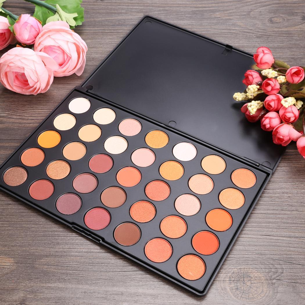 35 color Cálido Pigmento Paleta De Sombras Maquillaje Ojos set Mate y Brillo