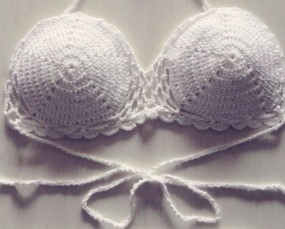 Women Crochet Lace Bralette Knit Bra Boho Beach Bikini Halter Cami Tank