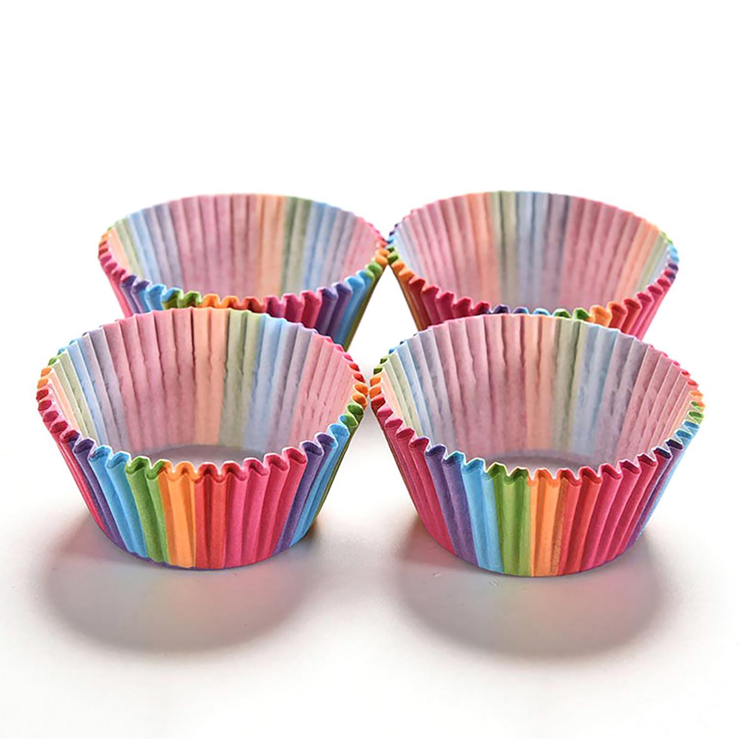 Kitchen Disposable Baking Cups Multicolor Rainbow Paper Cupcake Case 