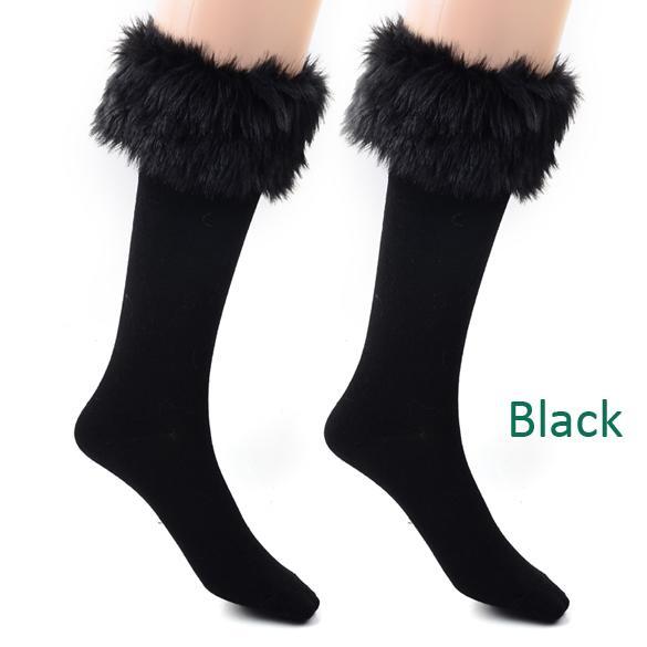 Women Boot Faux Fur Socks Stocking Fluffy Furry Soft Leg Warmers Winter ...